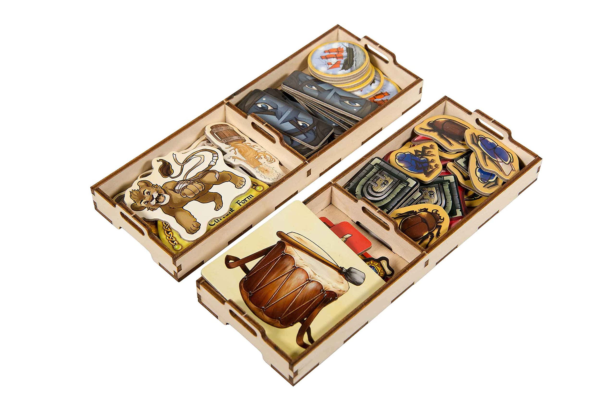 The Broken Token Game Organizer Compatible with Red Dragon Inn: The Character Trove - Wooden Game Organizing Box with Multiple Trays, Dividers and Rows