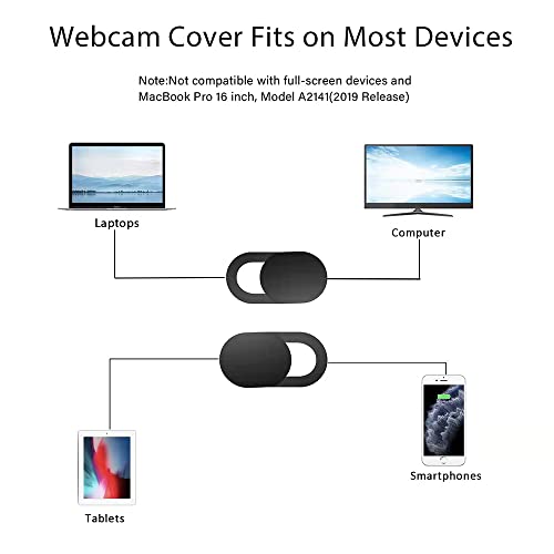 FadyDail Laptop Camera Cover Slide 8Pcs, Ultra Thin Webcam Cover Computer Camera Cover Slide Camera Blocker Camera Privacy Slider Phone Camera Cover for iPhone iPad MacBook (Black)