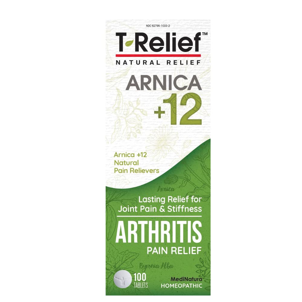 T-Relief Arthritis Arnica +12 Pain Relieving Natural Medicines Help Reduce Soreness Stiffness Aches & Pains in Joints Naturally - 100 Tablets (2 Pack)