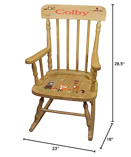 My Bambino Personalized Children's Woodland Rocking Chair Natural Wood