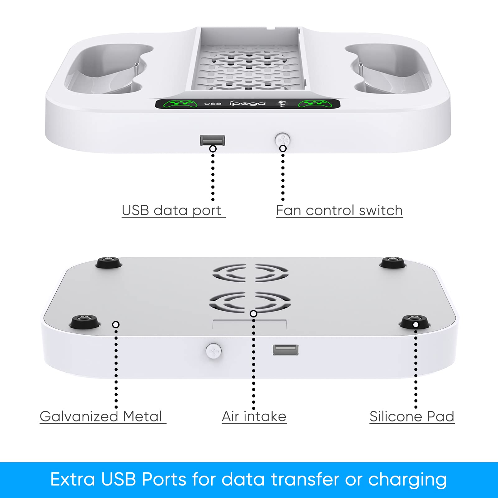Charging Station for Xbox Series S with Cooling Fan, Multi-functional Charging Stand Dock Cooling Accessories for Xbox Series S with 2pcs 1400mAh Rechargeable Batteries and 3 Level Cooling Fan System