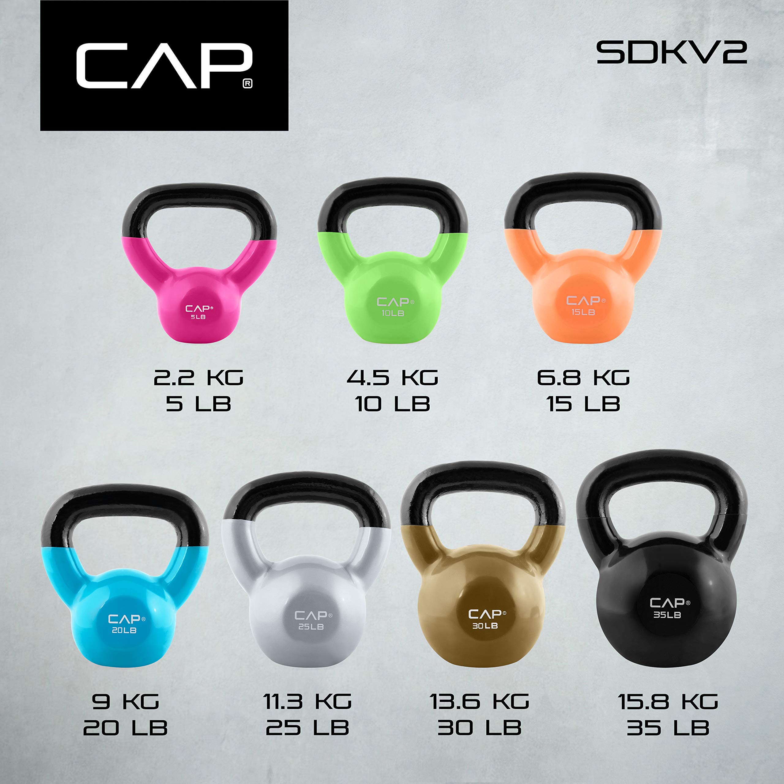 CAP Barbell Vinyl Coated Kettlebell, 25 lb