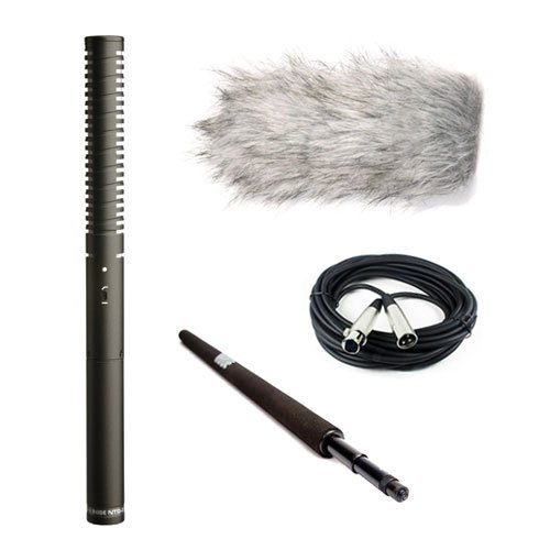 Rode NTG-2 Dual Powered Condenser Mic Bundle with Cable, Handheld Boom Pole Deadcat