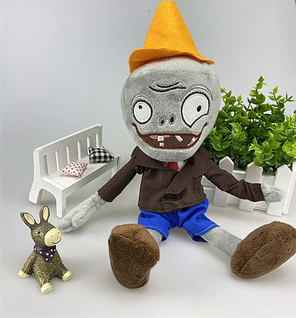 Suyudian 12" 1 PCS PVZ Plant and Zombies Plush Brown Coat Toys Stuffed Soft Doll Roadblock Conehead Zombie New