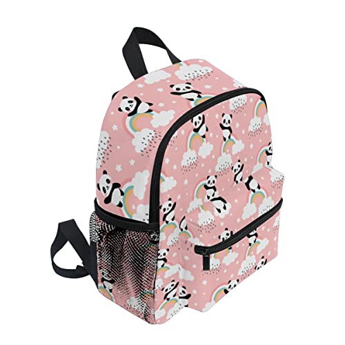 Glaphy Kid's Backpack Panda Cloud Rainbow Pink Toddler Backpack for Daycare Travel, Preschool Bookbags for Boys Girls