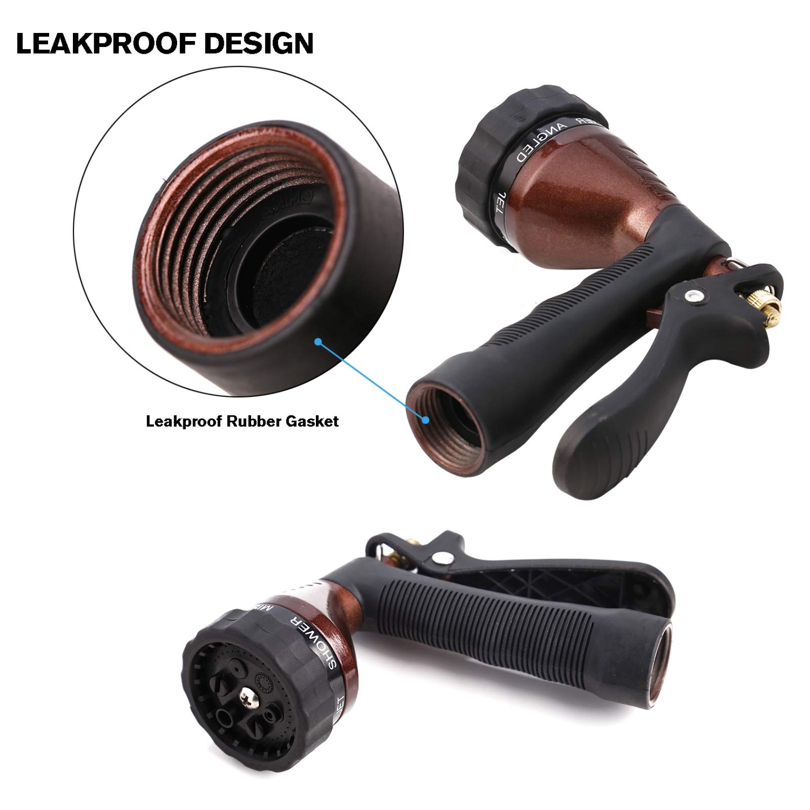 GREEN MOUNT Water Hose Nozzle Spray Nozzle, Metal Garden Hose Nozzle with Adjustable Spray Patterns, Perfect for Watering Plants, Washing Cars