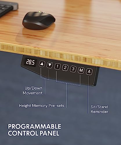 FLEXISPOT Pro Bamboo 3 Stages Dual Motor 60x30 Inch Electric Standing Desk Bamboo Contour Whole-Piece Board Height Adjustable Desk Electric Stand Up Desk (White Frame + Bamboo Curved Desktop)