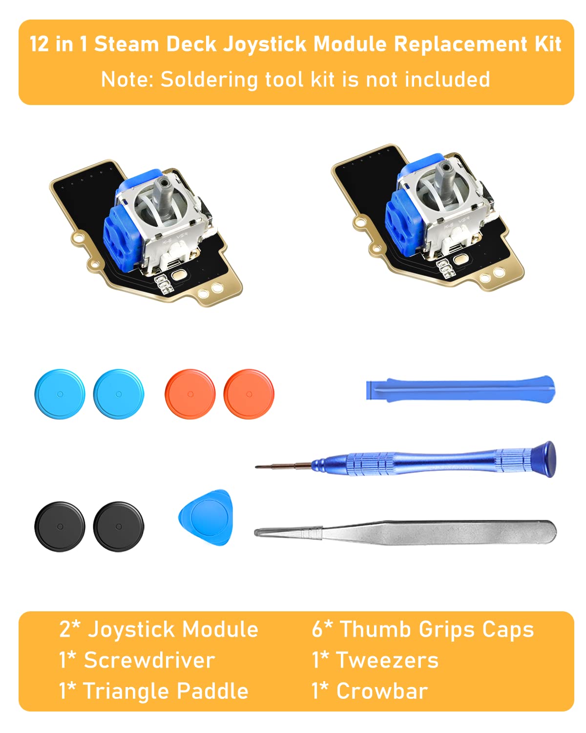 DUXICEPIN 2Pack Electromagnetic Joystick Module for Steam Deck, No Drifting with 3D Hall Effect Sensor, Left / Right Thumbstick Parts Repair Kit Analog Stick Replacement Accessories for Stream deck