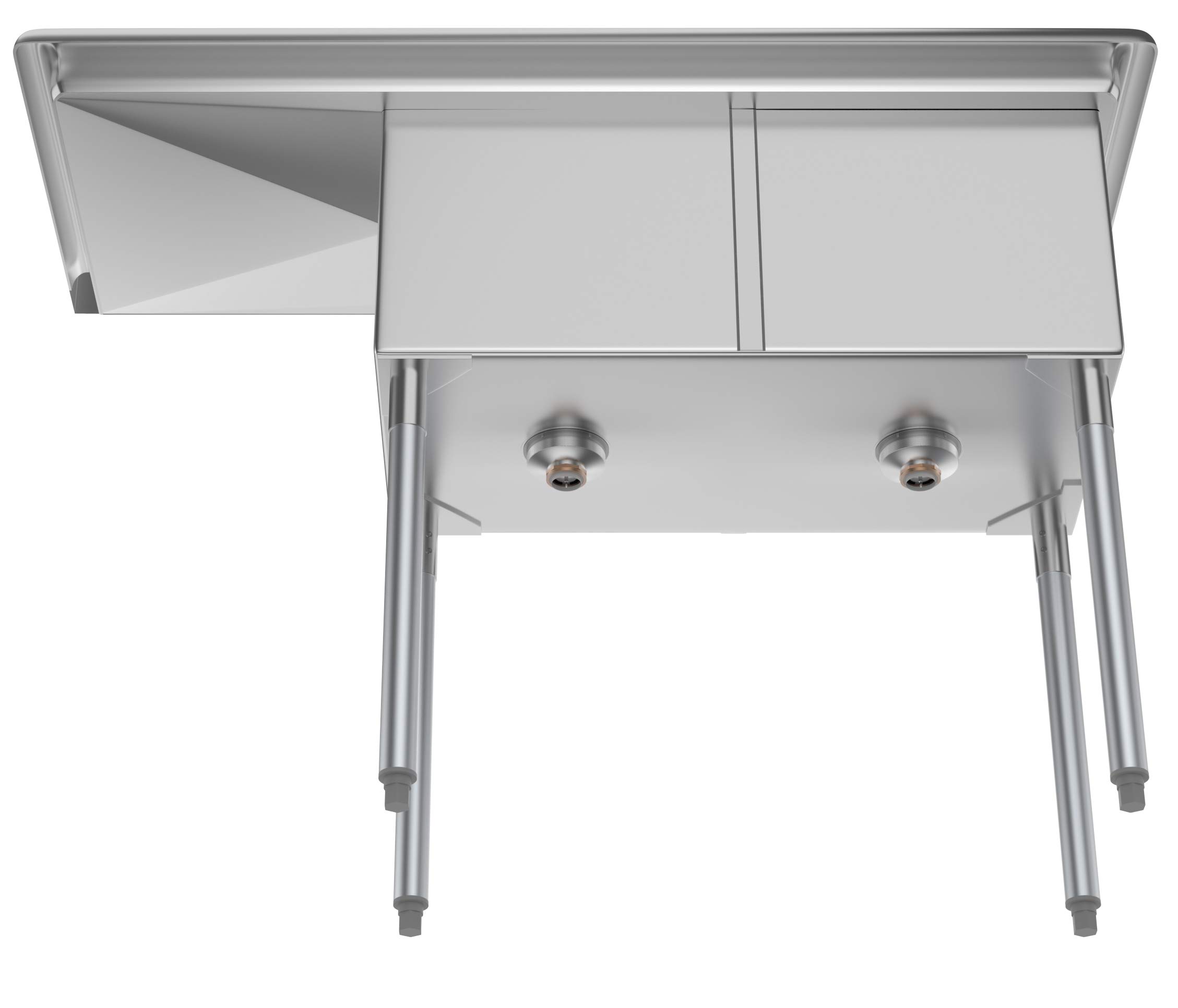 KoolMore 2 Compartment Stainless Steel NSF Commercial Kitchen Prep & Utility Sink with 2 Drainboards - Bowl Size 15" x 15" x 12", Silver, Left Drainboard