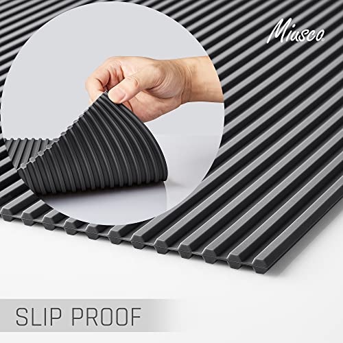 Miusco Large Thick Silicone Mat, Dish Drying Mat, Hot Tool Mat, Bar Mat 0.24 In (6.1 MM) Thick, Gray, 20" x 16", Premium Heat Resistant Kitchen Mat, Non-slip Pads, Fast Drying, Dishwasher Safe, Grey