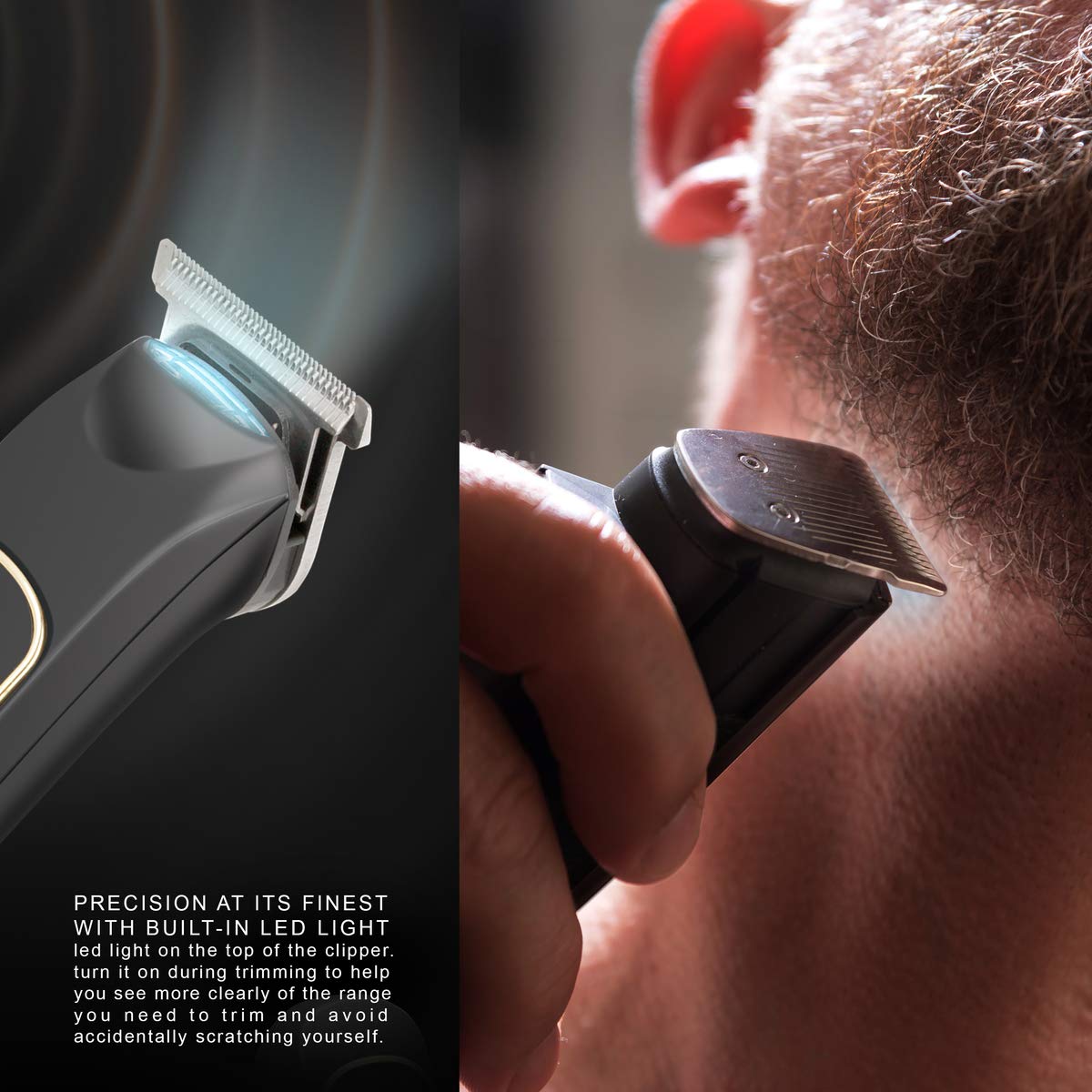 COBY VERTEX Men's Grooming Professional Clipper Rechargeable T-Blade Hair Trimmer with Guide Light