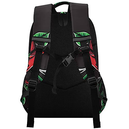 Glaphy Rose Skull Backpacks Laptop School Book Bag Lightweight Daypack for Men Women Teens Kids