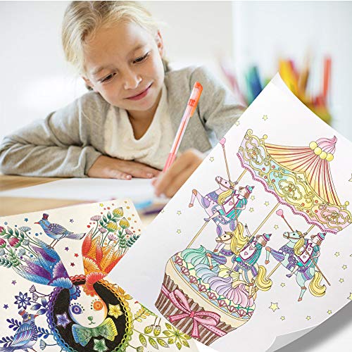 CAISEXILE 24 Coloring Glitter Gel Pens come with 24 Free Matched Refills, Artist Drawing Pens, for Adult Coloring Sketching Doodling Writing