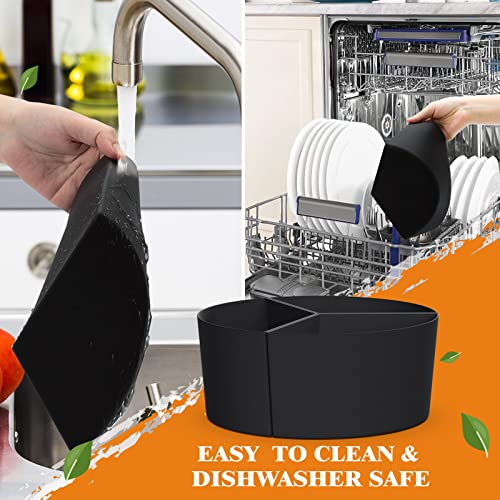Slow Cooker Divider Liner Fit Crockpot 7-8 Quart,Reusable Silicone Liners for 7-8 QT Oval Crock Pots,Food-Grade Cooking Dividers Inserts,Eco-Friendly Alternative to Disposable Liners - Black