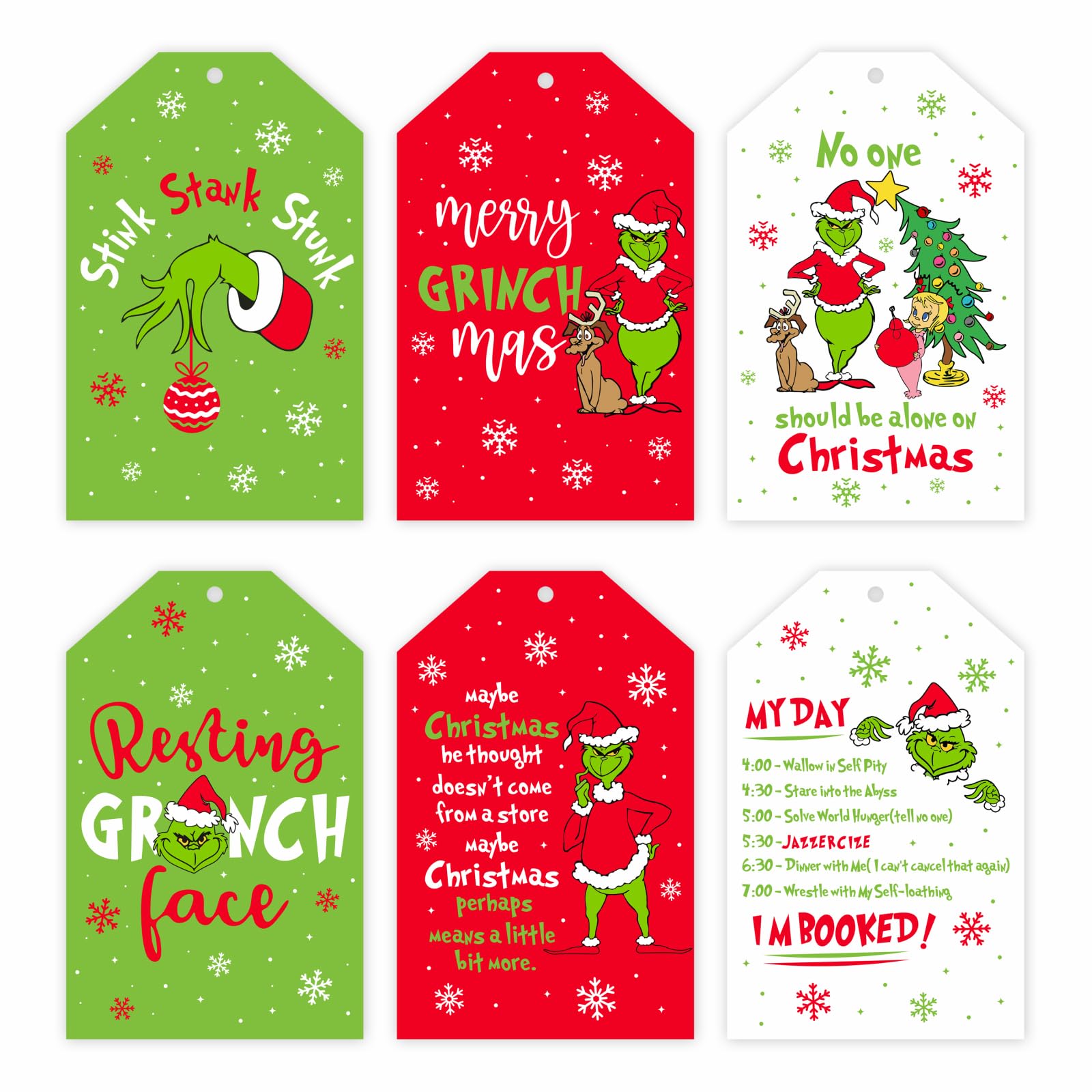 Funny Christmas Gift Tags, 48Pcs Label Tags for Christmas Presents Package Wrapping, Novelty Holiday Gift Tags with String for Christmas Gifts, Hanging Labels for Xmas Party Celebration Favor