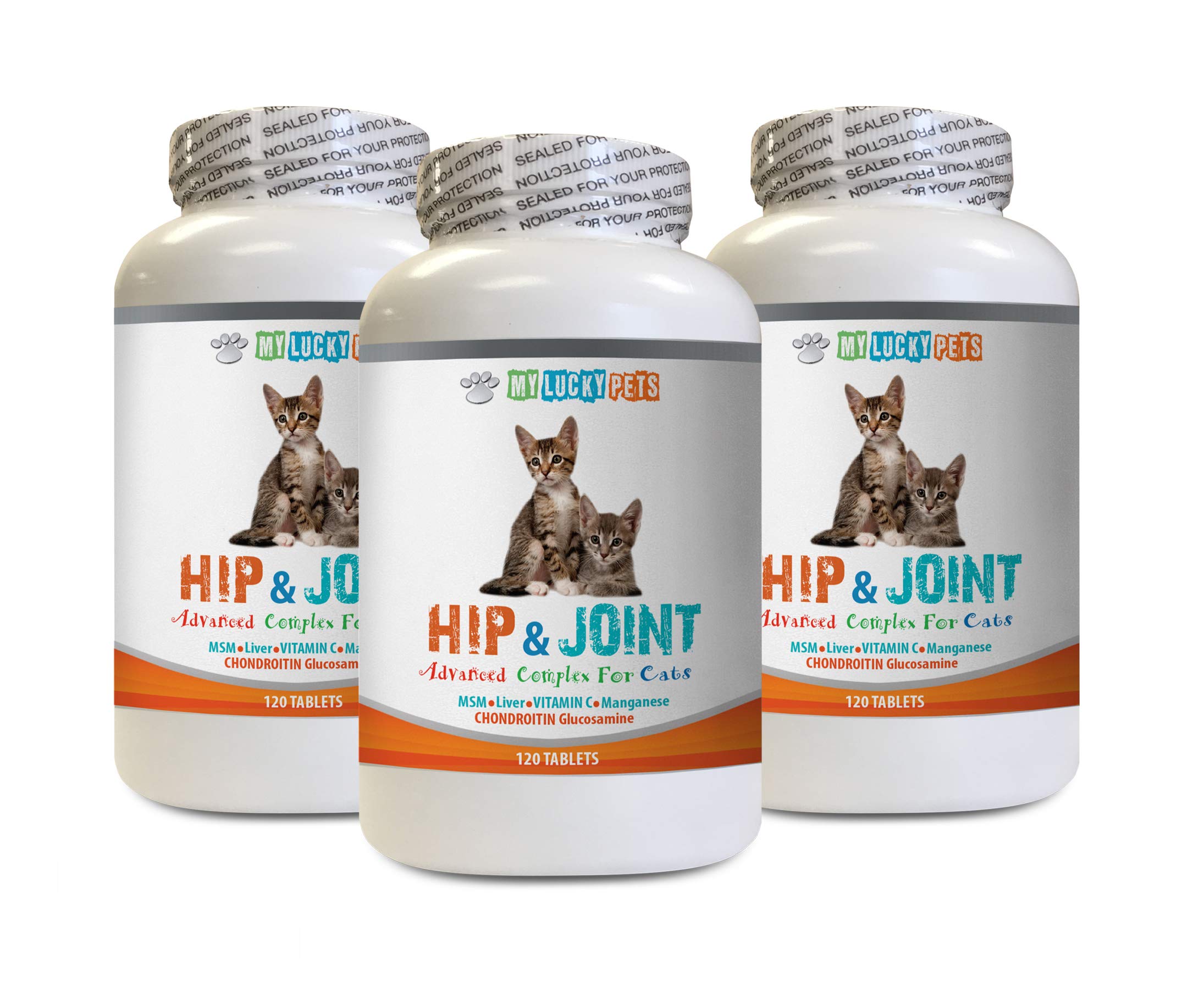 MY LUCKY PETS LLC cat Joint Supplement - CAT Hip and Joint Complex - Increase Mobility and Reduce Joint Stiffness - Immune Support - Vet Approved - cat glucosamine chondroitin - 3 Bottles (360 Tabs)