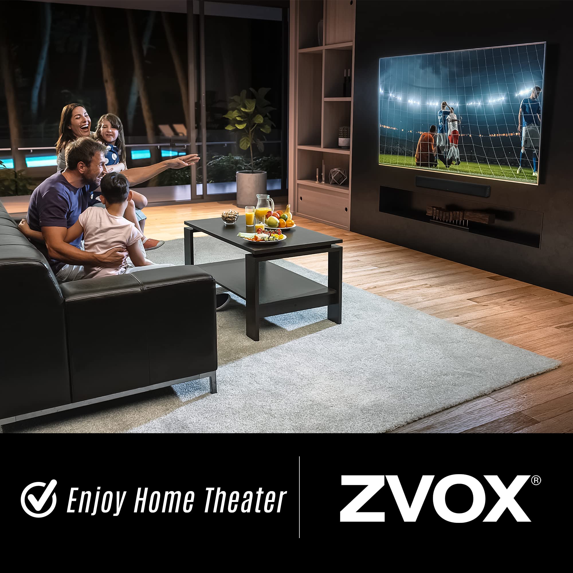 ZVOX SB500 Soundbar for TV, Home Speaker Bar Works with 50" to 90" TVs, Soundbar with Subwoofer Built-in, 6 Modes AccuVoice Dialogue Boost, Multi-Zone Audio and Hearing Technology