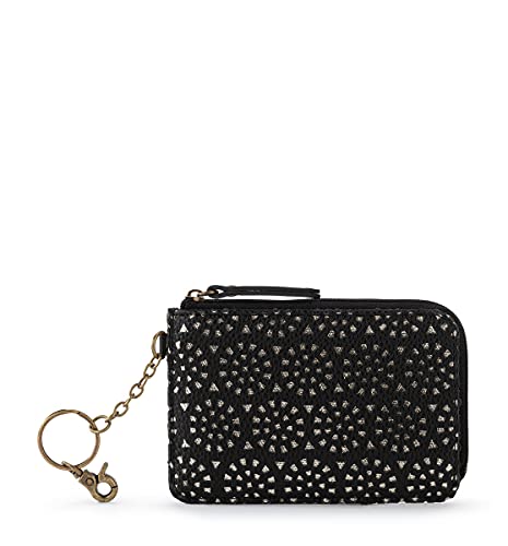 The Sak Women's Iris Slotted Card Wallet in Leather, Black Moroccan Perf, Small