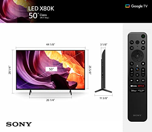 Sony 50 Inch 4K Ultra HD TV X80K Series: LED Smart Google TV with Dolby Vision HDR KD50X80K- Latest Model