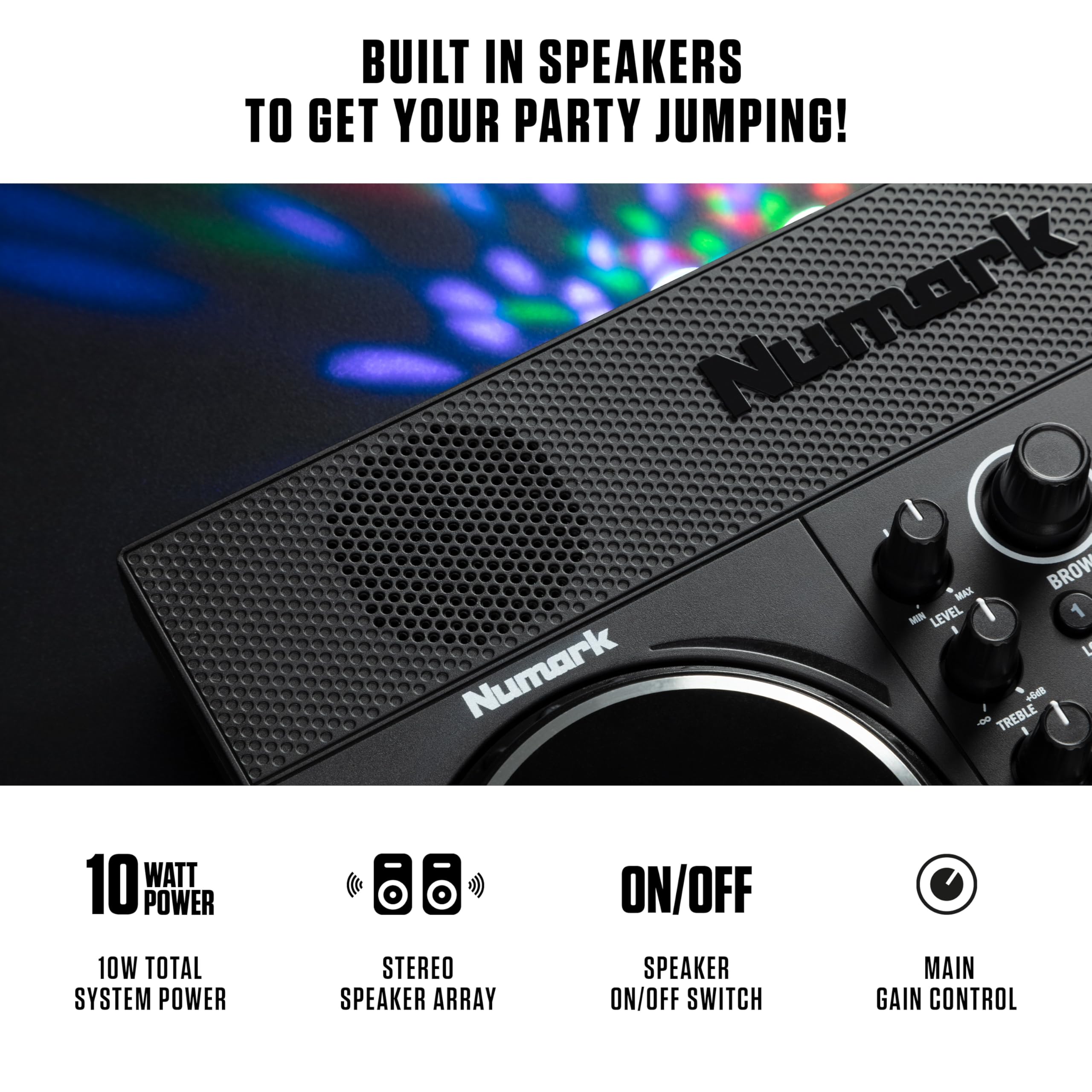 Numark Party Mix Live - DJ Controller with Built in Speakers, Party Lights and DJ Mixer, Complete Dj Set with Mixer and Audio Interface + Serato DJ Lite