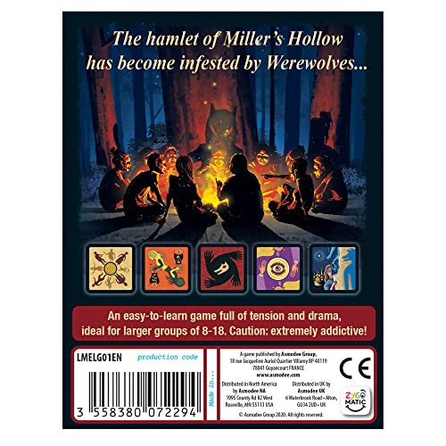 Zygomatic Werewolves of Miller's Hollow Social Deduction Party Game - For 8-18 Players Ages 10+, 30 Minute Playtime