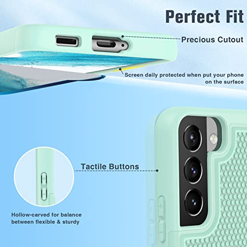 BNIUT for Samsung Galaxy S22 5G Case: Dual Layer Protective Heavy Duty Cell Phone Cover Shockproof Rugged with Non Slip Textured Back - Military Protection Bumper Tough - 6.1inch (Mint Green)