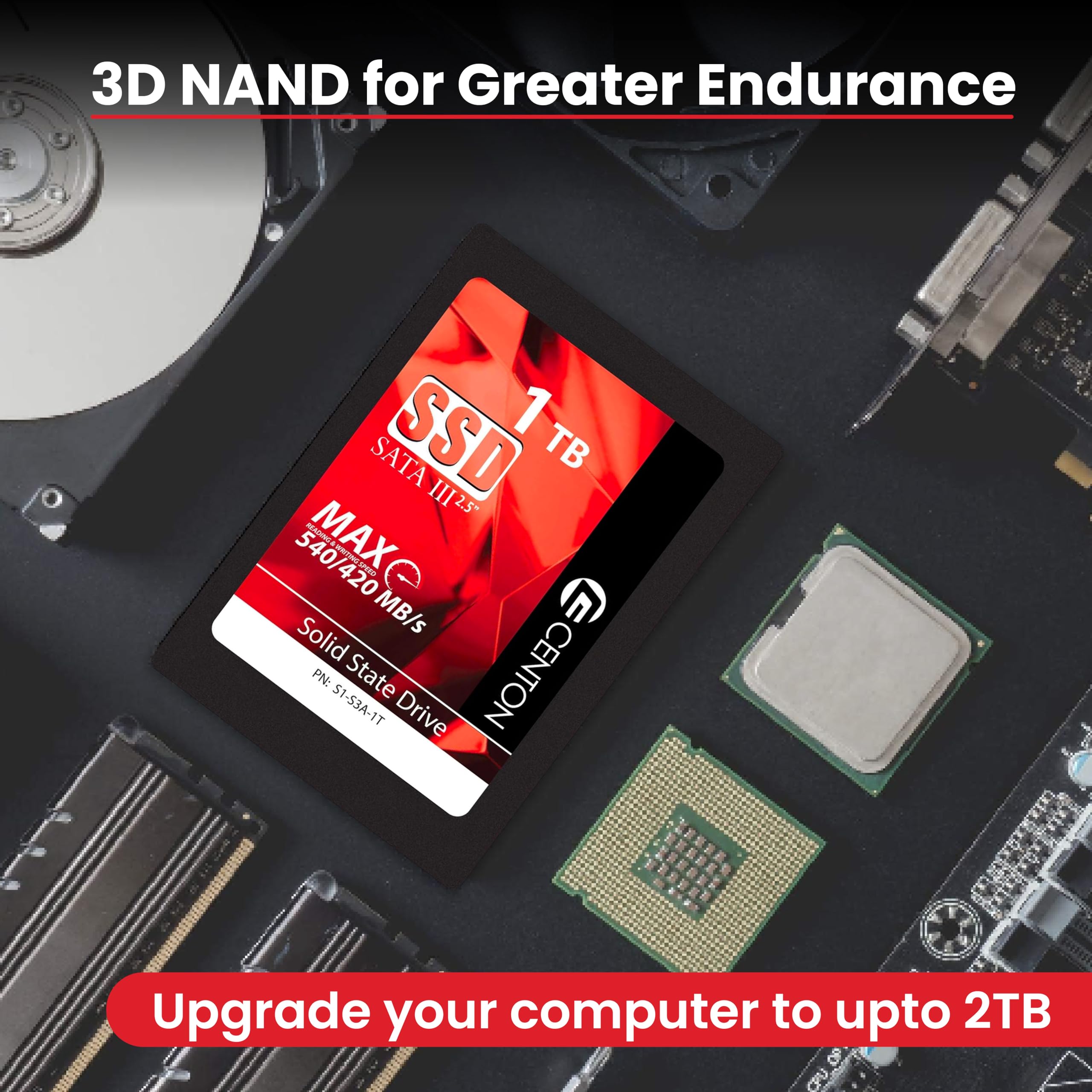Ceton Electronics MP Essential 1TB Hard Drive, SSD SATA III, 2.5β Solid State Drive, Internal Hardrives