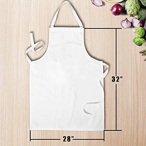 Wealuxe White Apron without Pockets 2 Pack, Professional Bib Apron Bulk, Cooking Aprons for Women and Men, Adult Chef Apron for Kitchen and Restaurant