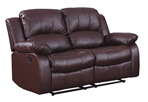 Homelegance Resonance 60" Bonded Leather Double Reclining Loveseat, Brown
