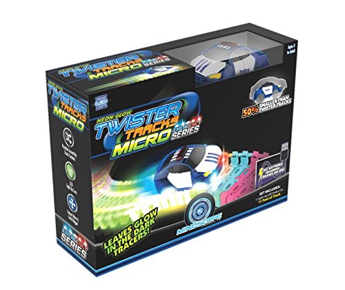 Mindscope Twister Tracks Micro Neon Glow in The Dark 11 feet Flexible Assembly Track Emergency Series Rechargeable car