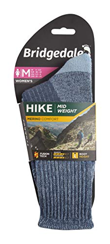 Bridgedale Women's Hike Midweight Boot Height- Merino Comfort Socks, Blue, Small