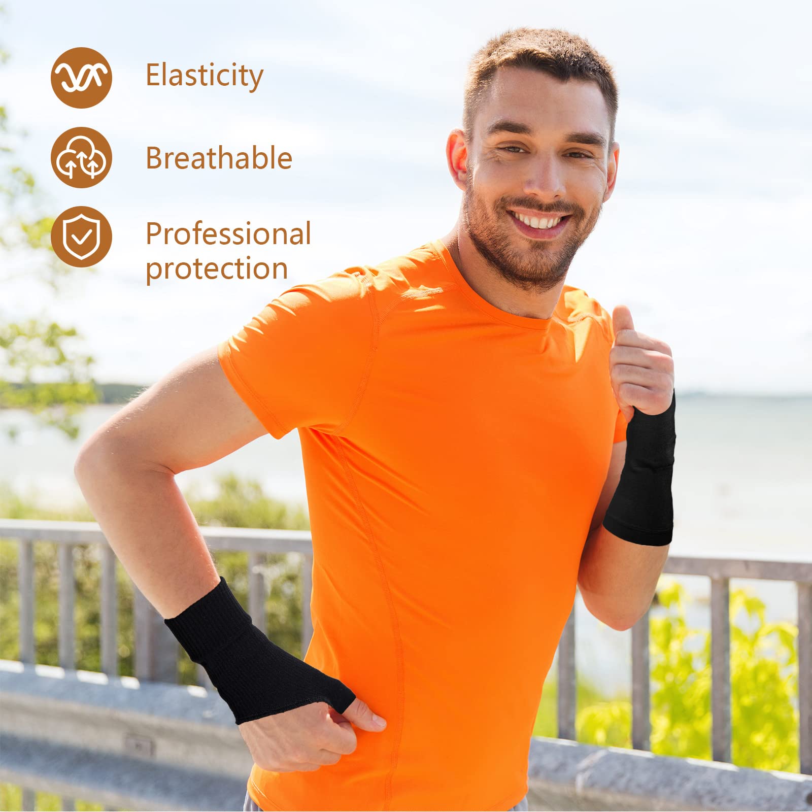 Chivao 3 Pairs Thumb Compression Gloves Wrist Brace Gloves Wrist Support Fingerless Glove Thumb Arthritis Compression Sleeve with Gel Pad for Wrist Joint Relieve Pain