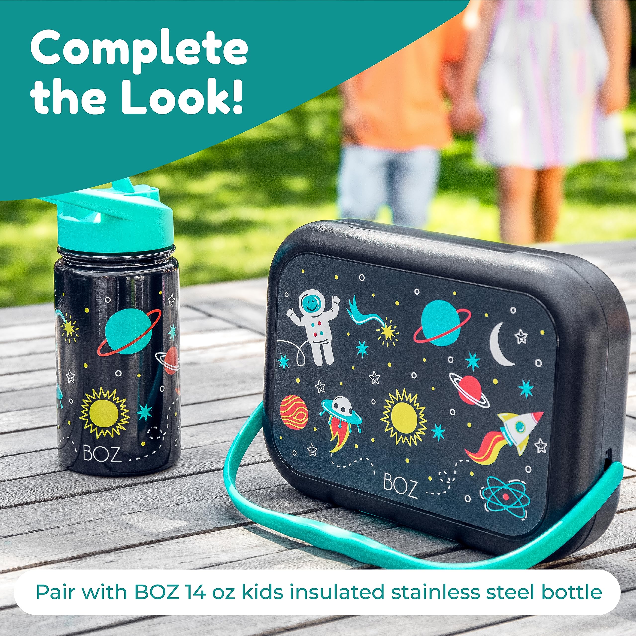 BOZ Bento Box for Kids - Kids Bento Lunch Box for Ages 3 to 7 β Toddler Lunch Box for Daycare β Leak Proof 4 Compartments Kids Lunch Container β Dishwasher Safe Kids Bento Box β Space Lunch Box