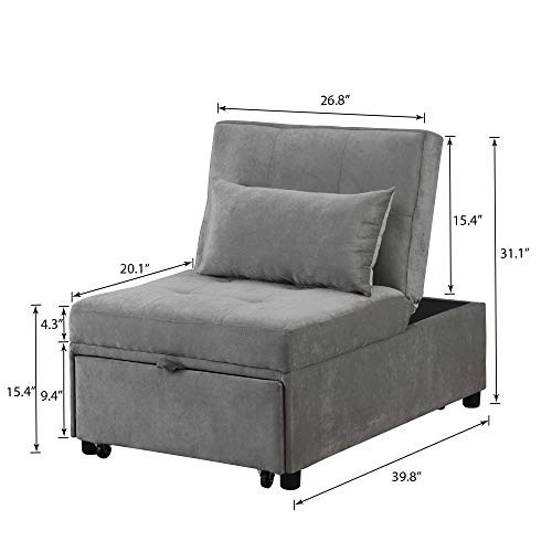 Gray Sofa Bed with Storage(Folding)