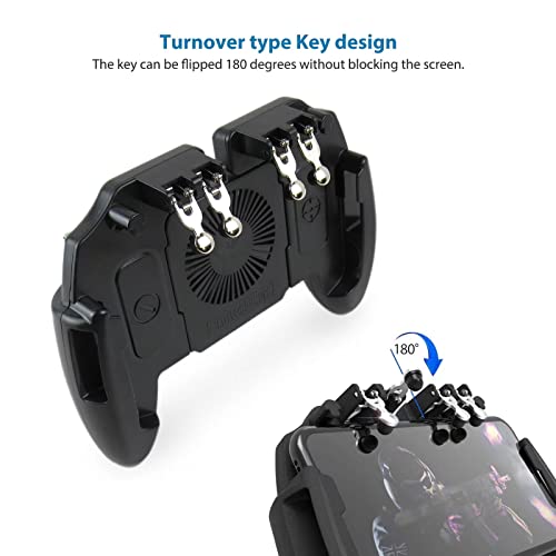 Mobile Game Controller with Cooling Fan/Phone Holder/Finger Sleeves for PUBG/Fortnite/Call of Duty, L1R1 Mobile Triggers for 4.7β-6.5β iOS/Android Phones, Outstanding Compatibility