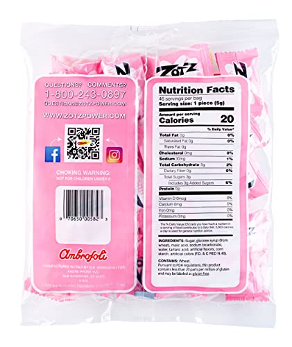 Zotz Fizz Power Candy Watermelon - Fruit Flavored Hard Candy with a Fizzy Center | 230g Bag, Single Pack | Gluten-Free