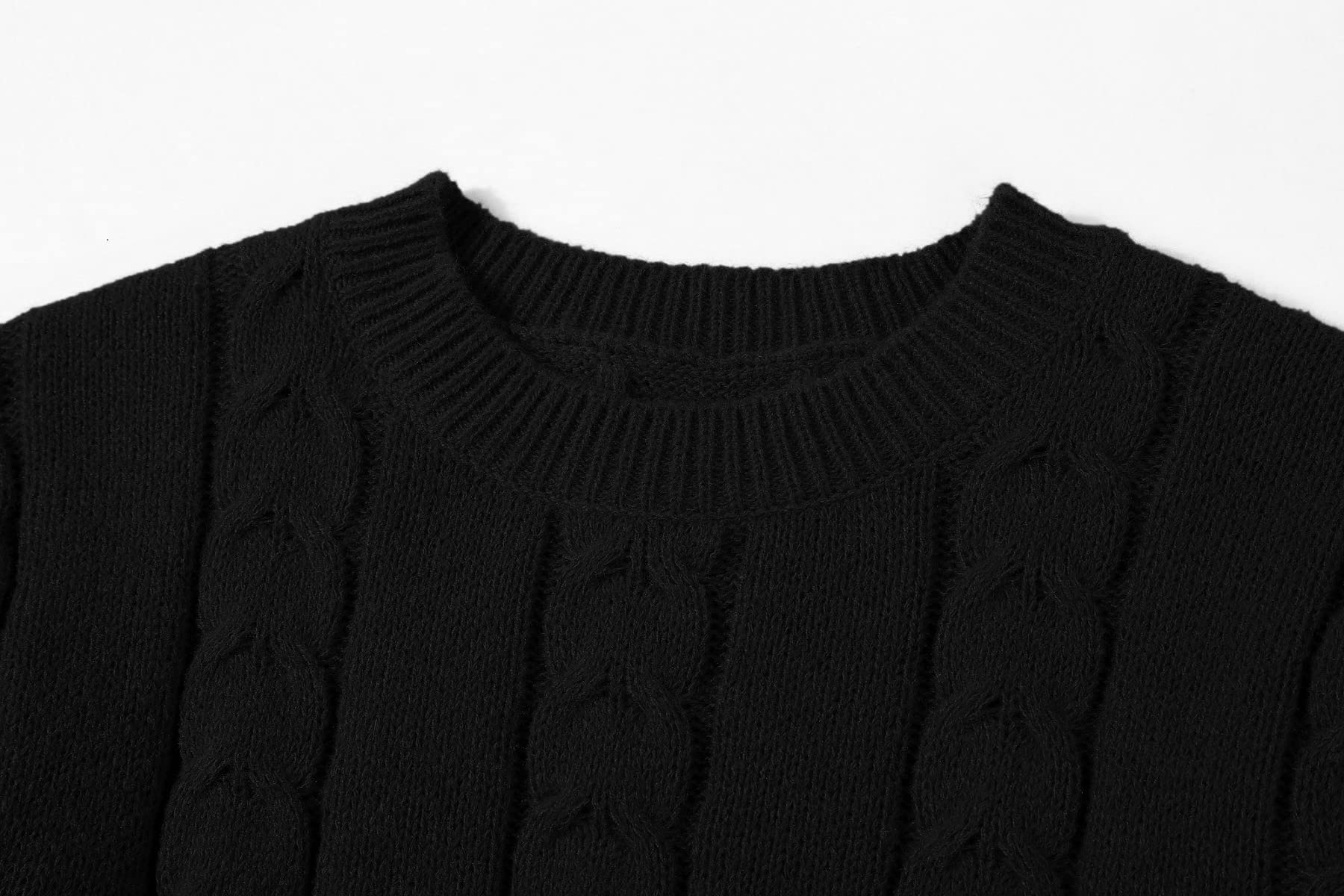 CHARTOU Women's Winter Chunky Cable Knit Long Skirt 2 Piece Outfit Sweater Sets (Large, Black)