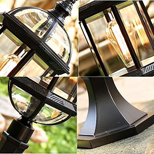 ZZYJYALG European Luxury Glass Post Light IP54 Outdoor Waterproof E27 Garden Light Aluminum Alloy Retro Lantern Home Villa Hotel Pillar Light Courtyard Aisle Street Lamp