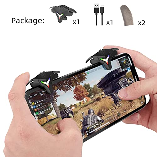Mobile Gaming Trigger, Physically Mapped Automatic Continuous Click Game Trigger, PUBG Mobile Controller, RGB Light Alloy Button Zero Latency, for PUBG/Fortnite/COD/NEW STATE Mobile Game