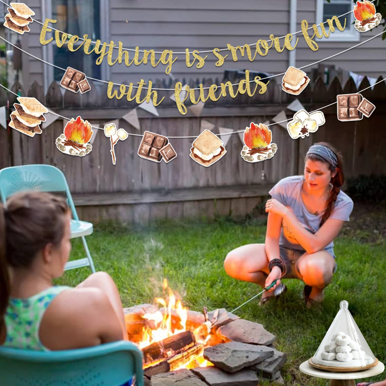 Fangleland S’more Banner Decorations - Everything Is S’more Fun with Friends Bonfire Camping Themed Garland Hanging Decors Birthday Gender Reveal Pregnancy Celebration Party Supplies