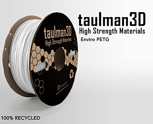 taulman3D PETG Recycled Filament 1.75mm, 3D Printer Consumables, 1kg Spool (2.2lbs), 100% Recycled Enviro PETG, Fit Most FDM Printer (White)