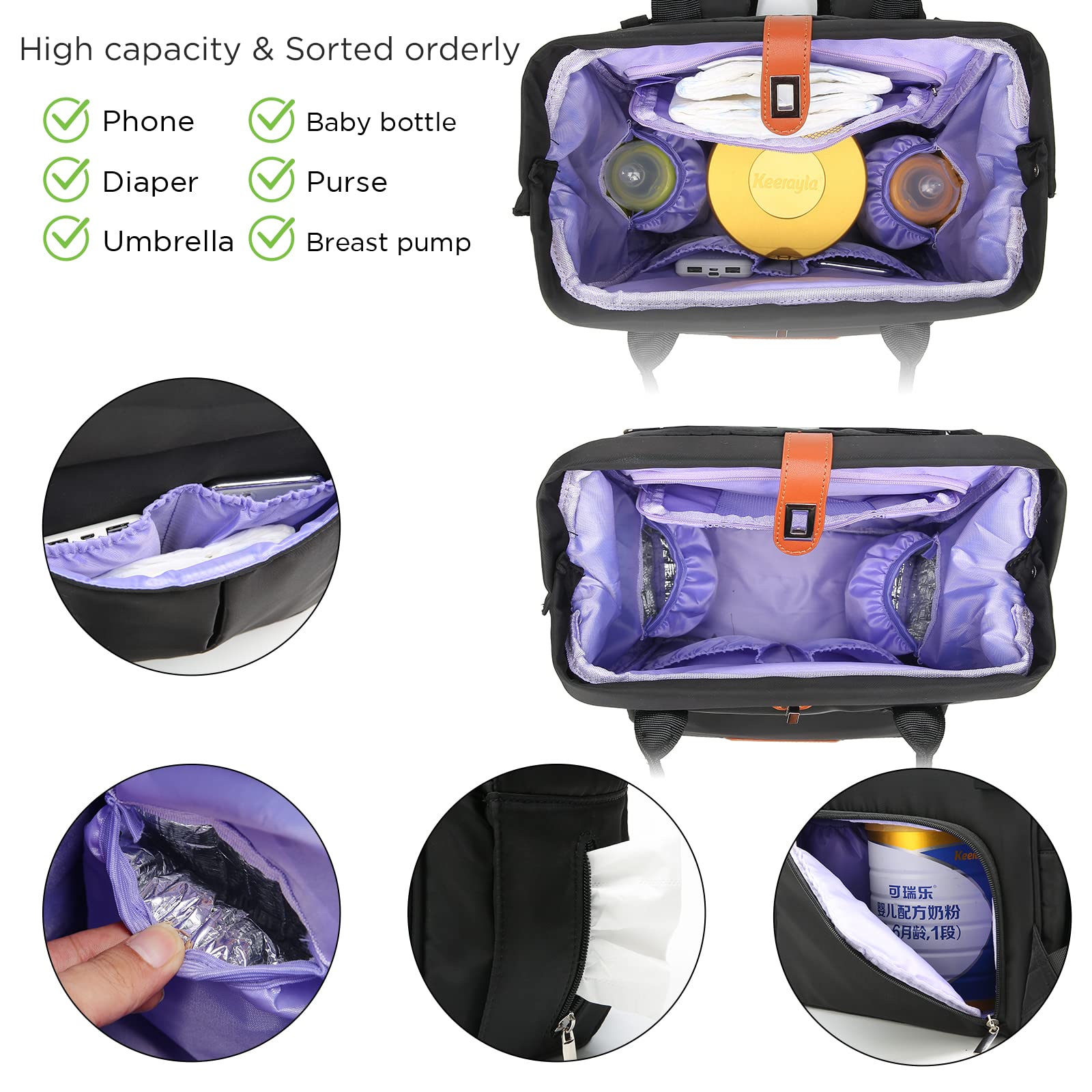 Diaper Bag Backpack Large Capacity Multifunctional Travel Maternity Nappy Baby Bag for Girls & Boys Stuff Newborn Essentials Waterproof (pink)
