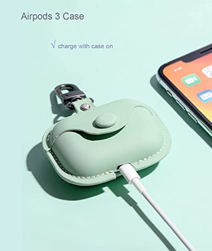 Miitoomo AirPods 3 Case Leather Case for Apple AirPods 3rd Generation Fashion Rose Pink Case Snap Closure Charging Case (Light Pink)
