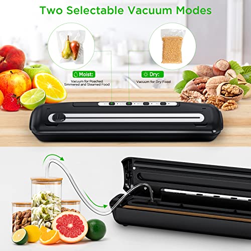 Vacuum Sealer Food Vacuum Sealer Machine with Built-in Cutter,One-Touch Automatic Food Sealer with External Vacuum System for Storage Both Dry and Moist Foods, Vacuum Bags Included