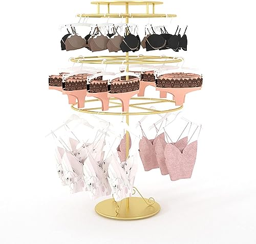 Floor-Standing Clothing Display Rack, Portable Retail Round Garment Rack, Panty Shorts Bra Display Stand, Apparels Shelf, for Boutiques Commercial Gift Shop Laundry Room (Color : Gold, Size : 50cm*1