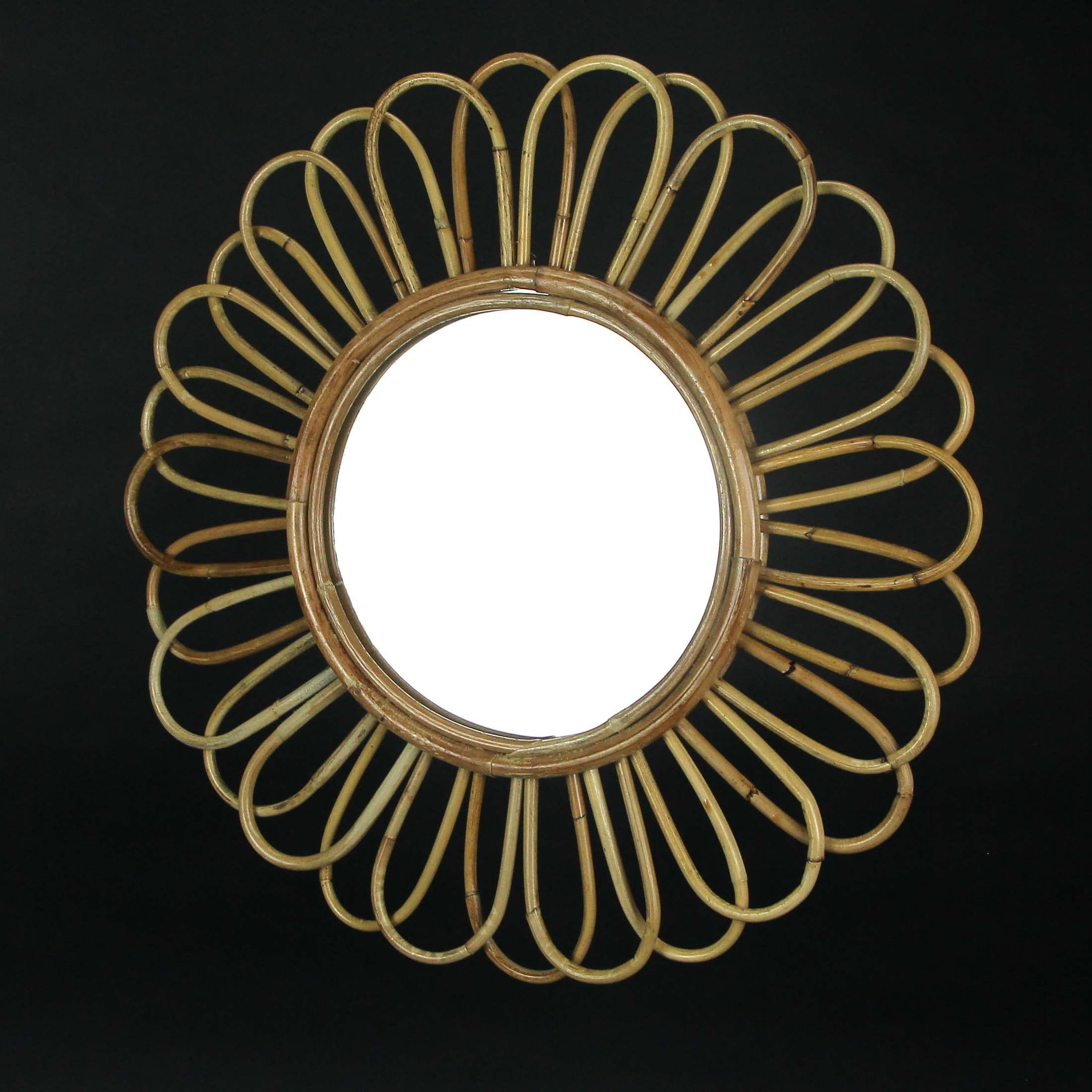 Things2Die4 Natural Willow Wicker Framed Geometric Design Wall Mirror 22 Inch Diameter, Brown, One Size