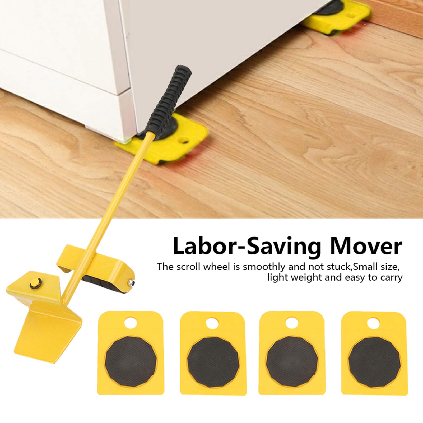 Furniture Mover, Furniture Movers with Wheels, Furniture Transport Kit Jack Movable Plate for Objects Bearing 150kg Washing Machine Roller Skates Car Wheel Jack