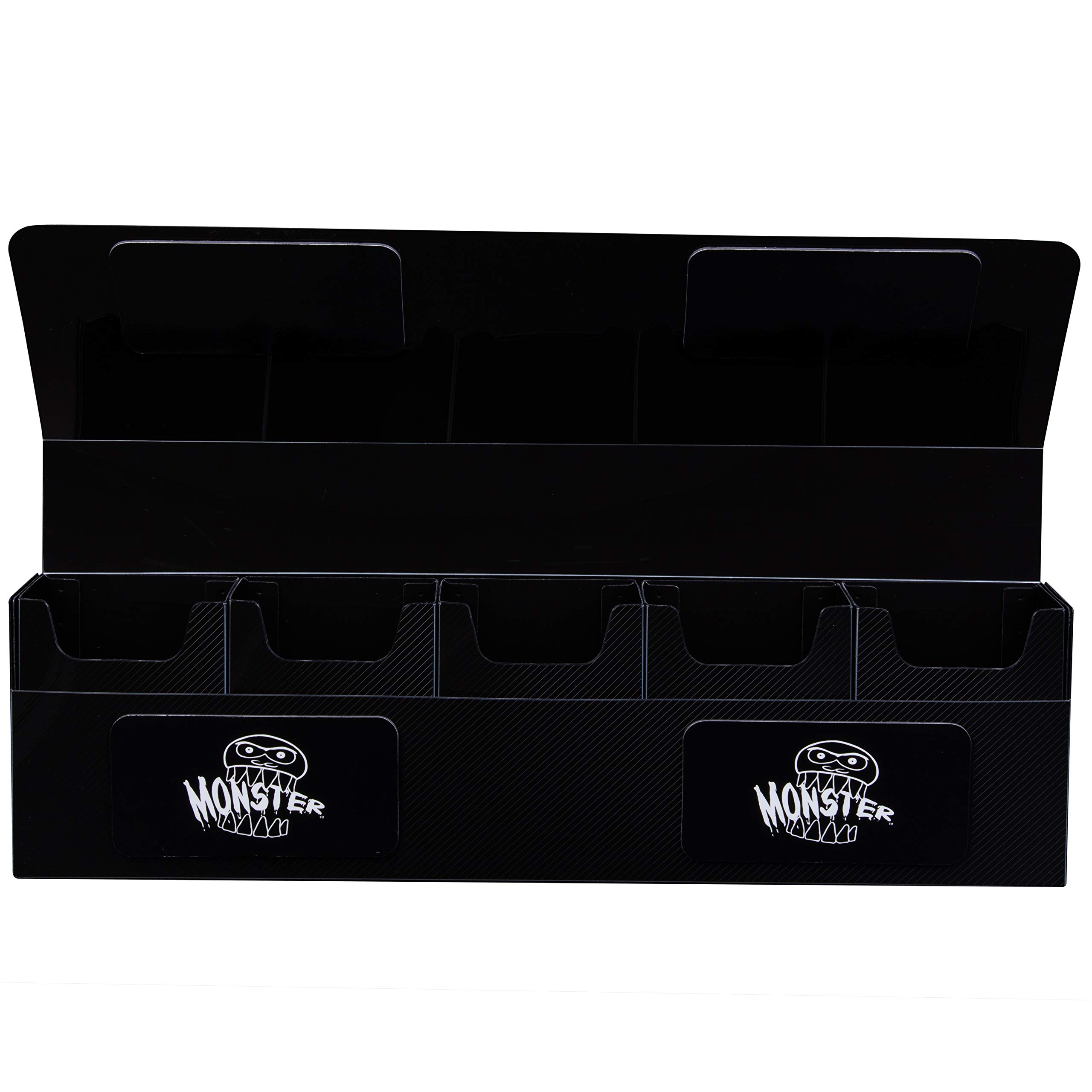 Monster Protectors Magnetic Five Deck Box - Black, Holds 375 Gaming TCGs, Self-Locking Closure, Compatible w Standard & Smaller Size Gaming Trading Cards, Removable Construction