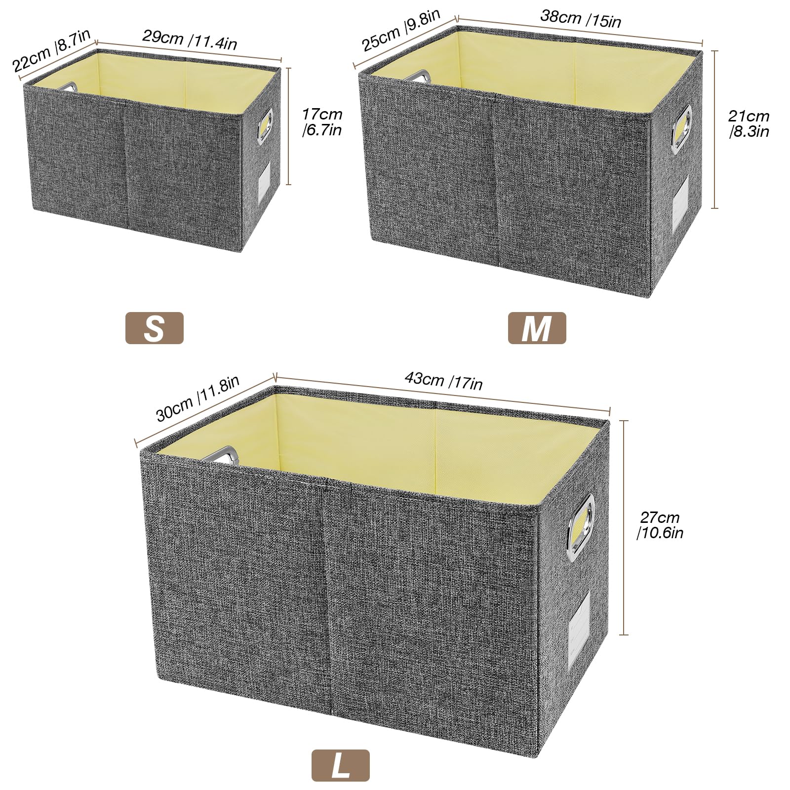 Fassave Foldable Storage Bins with PP Plastic Board, 2 Packs Fabric Storage Container Basket Cube with Handles for Office, Bedroom, Closet (Small-2 Pack, Blue&White Grid)