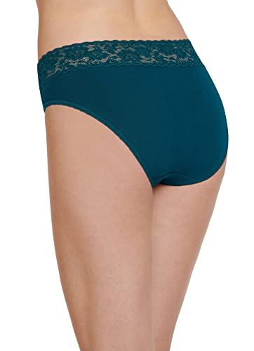 Jockey Women's Underwear Cotton Stretch Lace Bikini, Green Gem, L